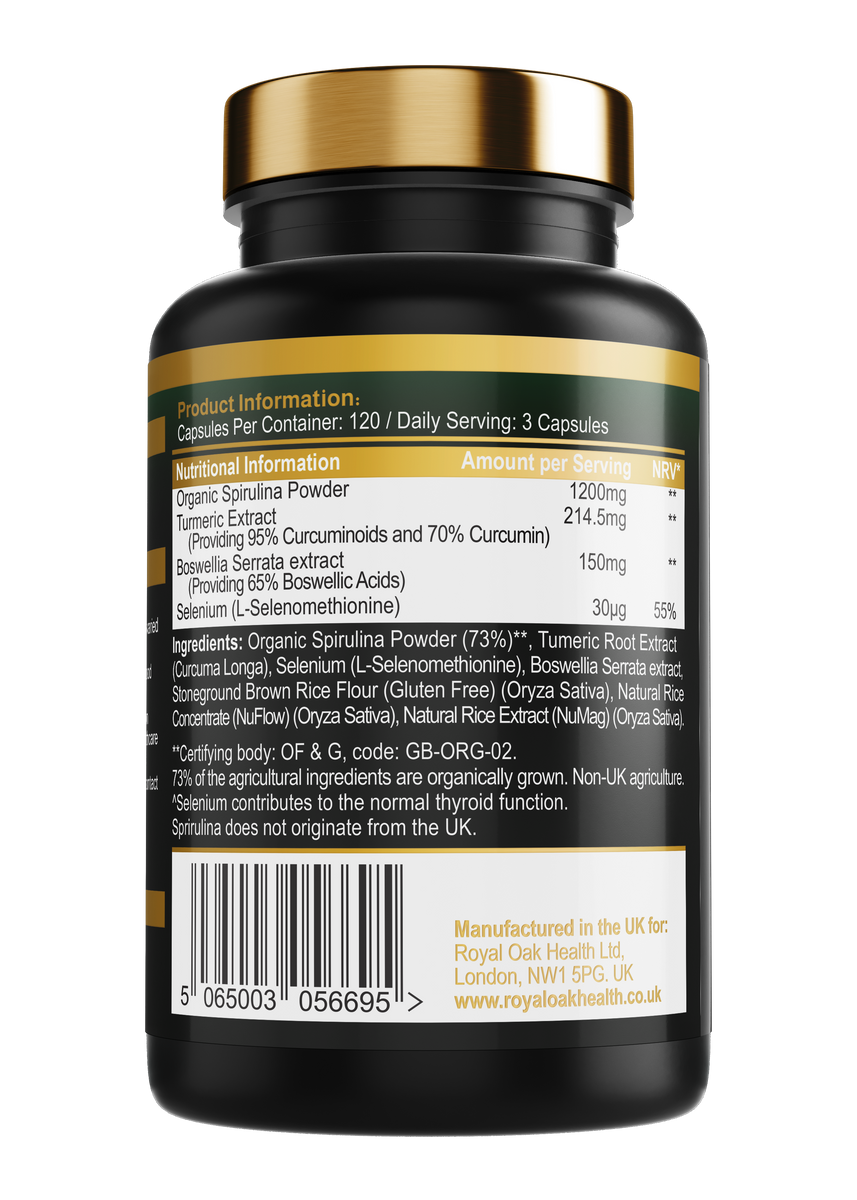 Thyroid Support with Selenium, Spirulina, Curcumin and Boswellia (120 ...