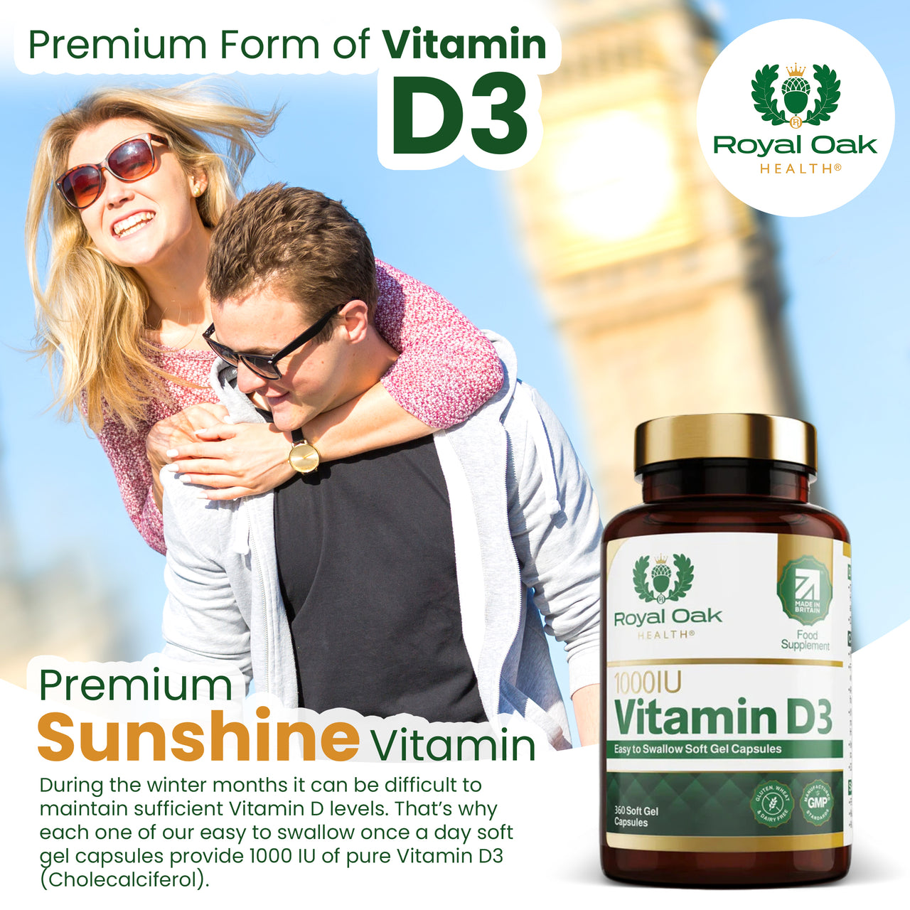 1000IU Vitamin D3 | 360 Soft Gel Capsules – Royal Oak Health